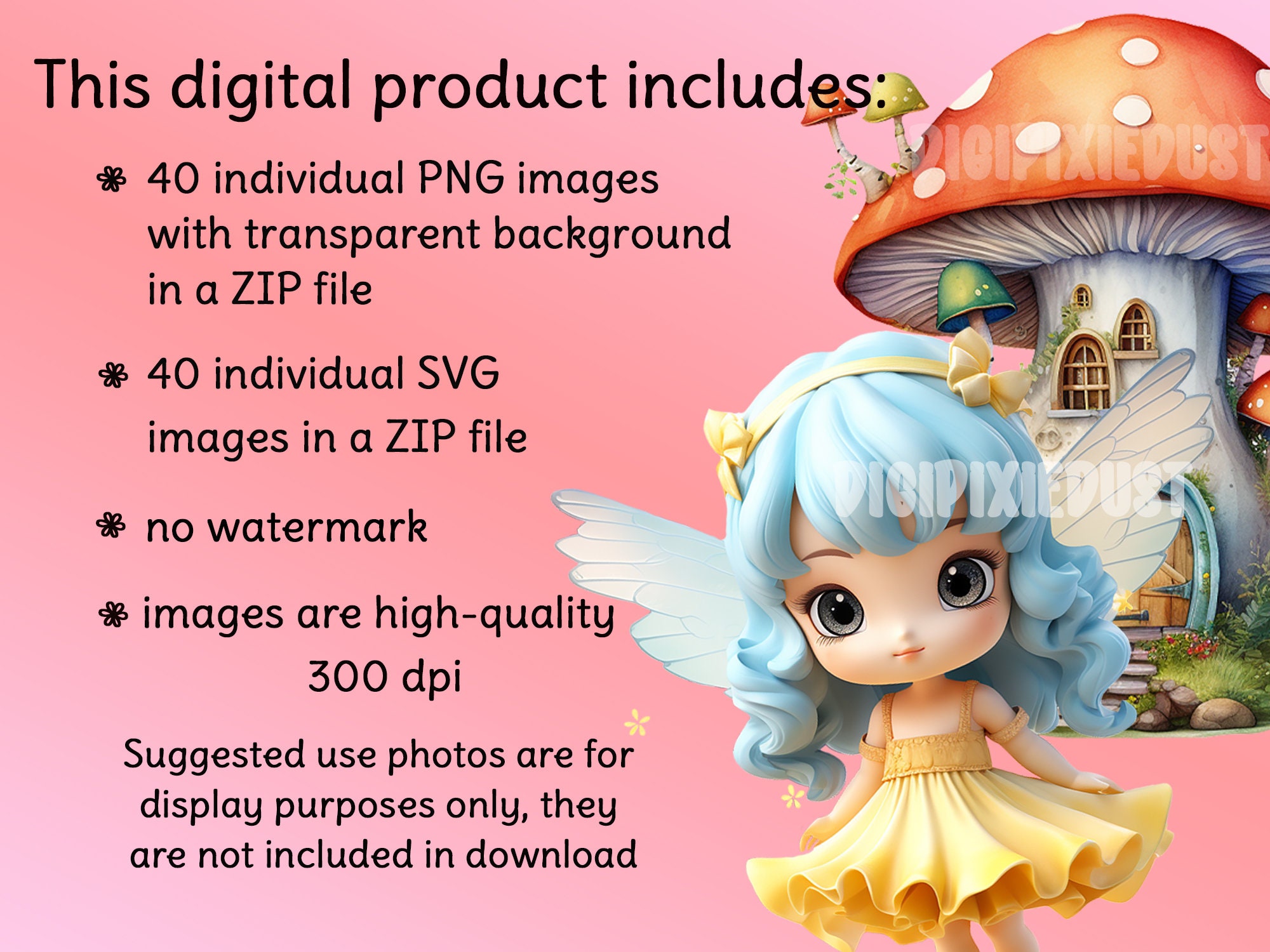 Fairy Clipart Set 40 Graphics Cute Images for Digital - Etsy