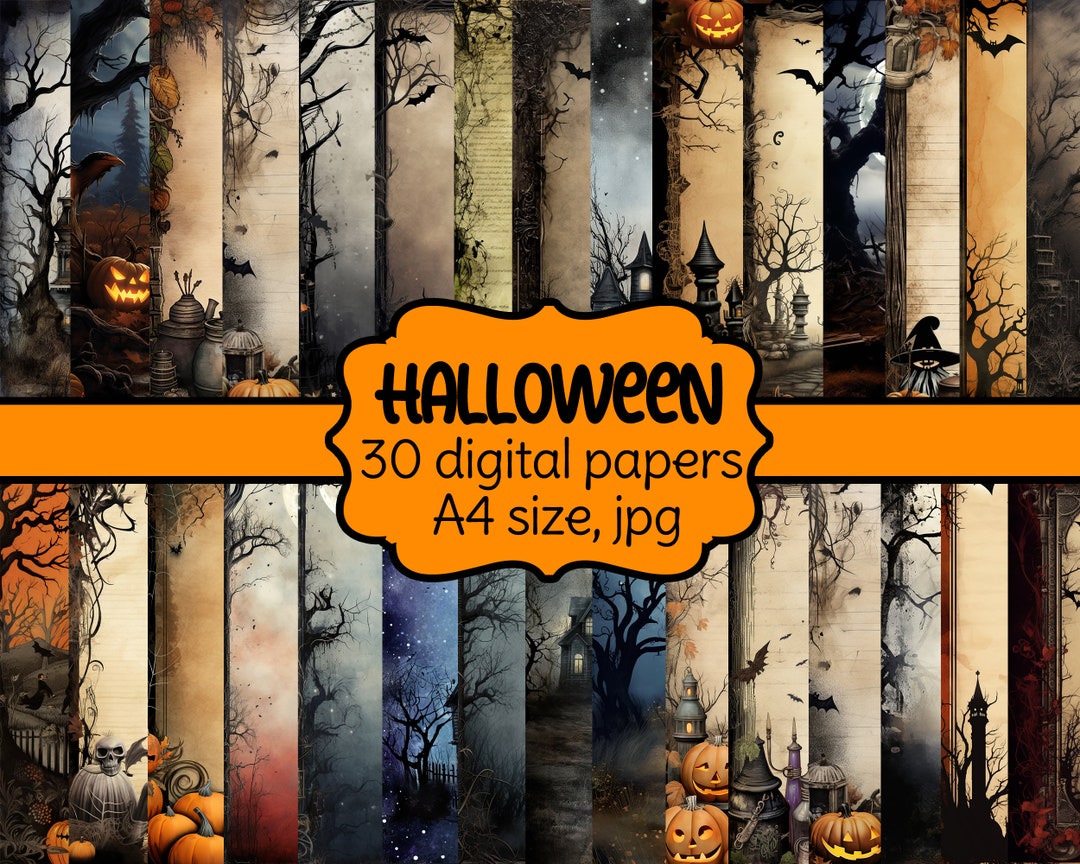 Spooky Digital Paper A4 Size for Invitations, Flyers, Scrapbooking ...
