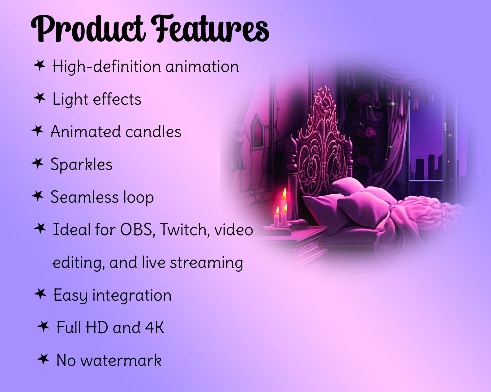 Animated Background Vtuber Purple Bedroom for Green Screen, Vtuber ...