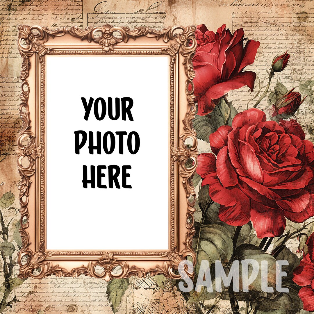 Red Rose Garden Scrapbook Kit | Vintage Digital Papers (PNG, PSD) - Etsy