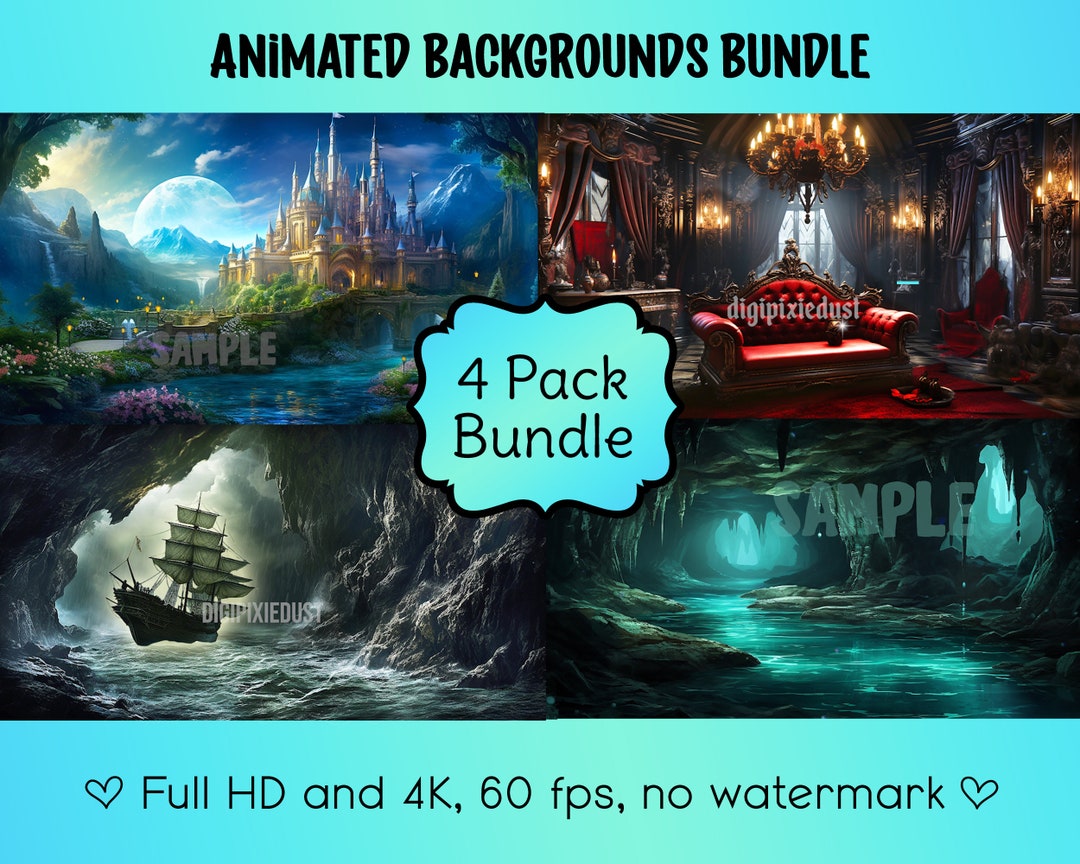 Animated Backgrounds 4 Pack Bundle Fantasy Vtuber Backdrops for Green ...