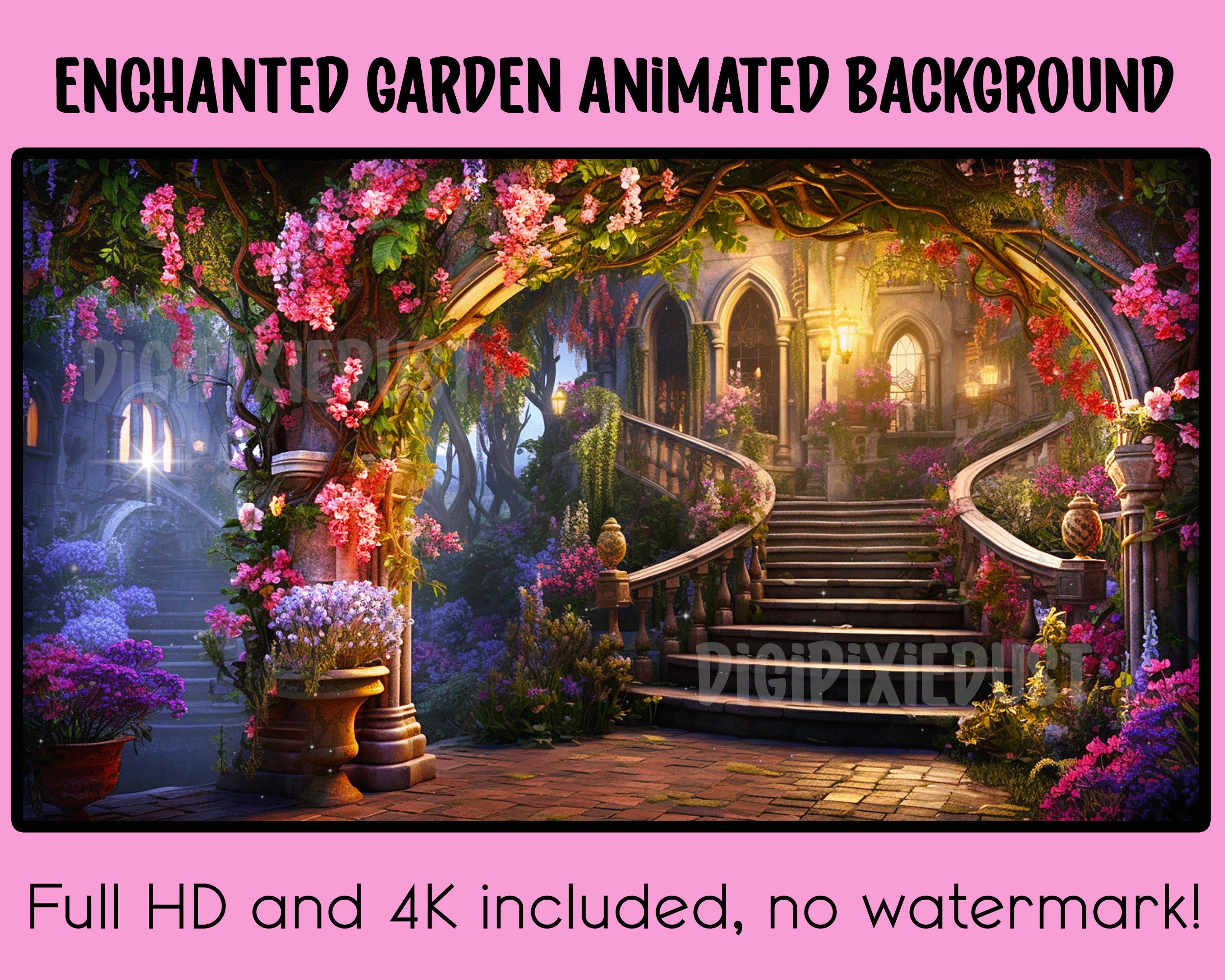 Animated Enchanted Garden Background, Flying Butterflies (MP4 Digital ...
