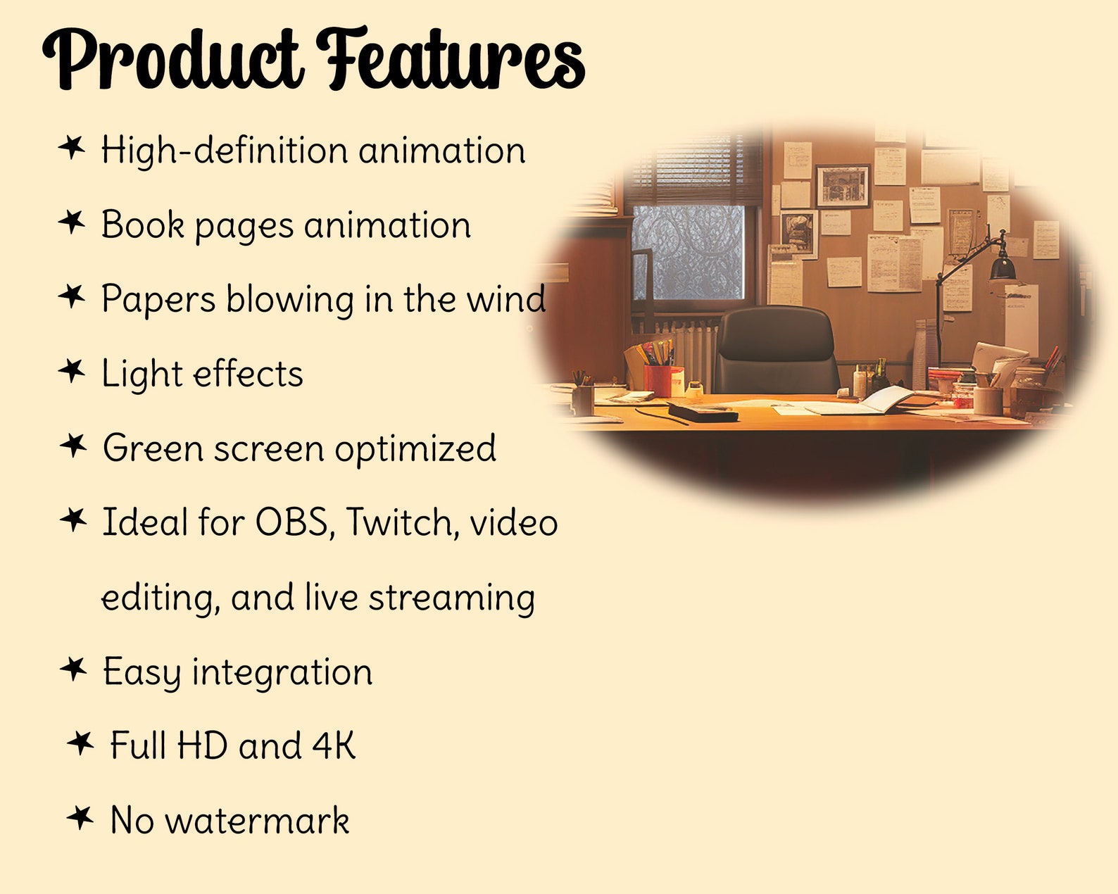 Animated Background | Detective Office for Green Screen, Vtuber ...