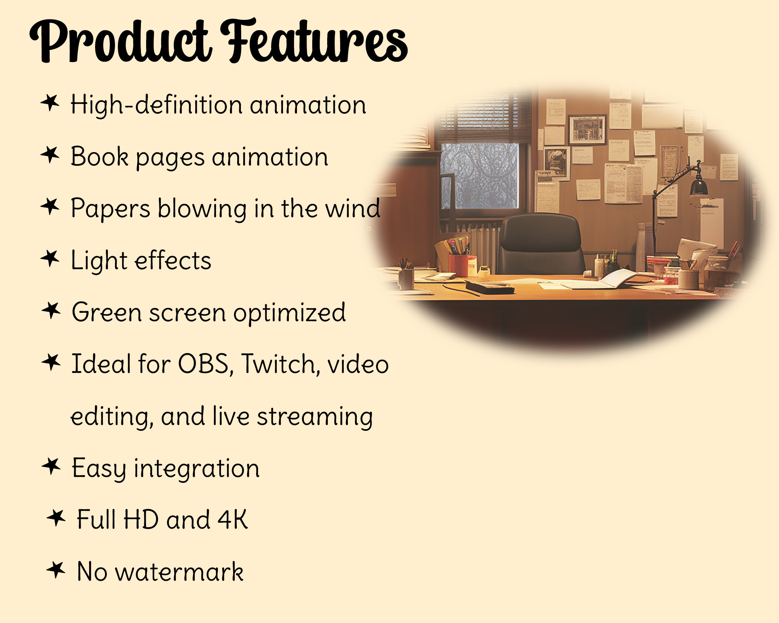 Animated Background | Detective Office for Green Screen, Vtuber ...