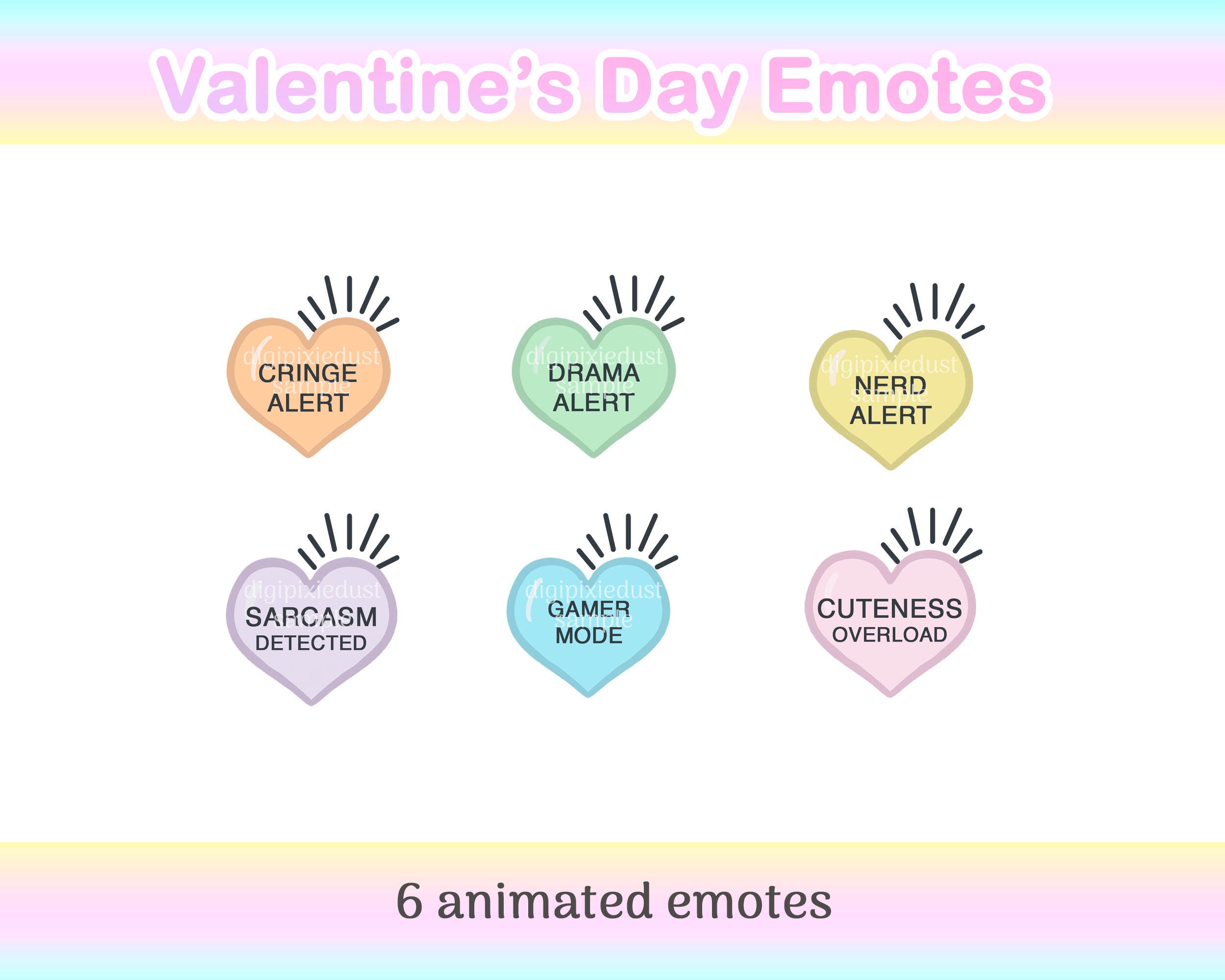 Candy Heart Emotes Valentine's Day for Twitch, Discord, Youtube ...