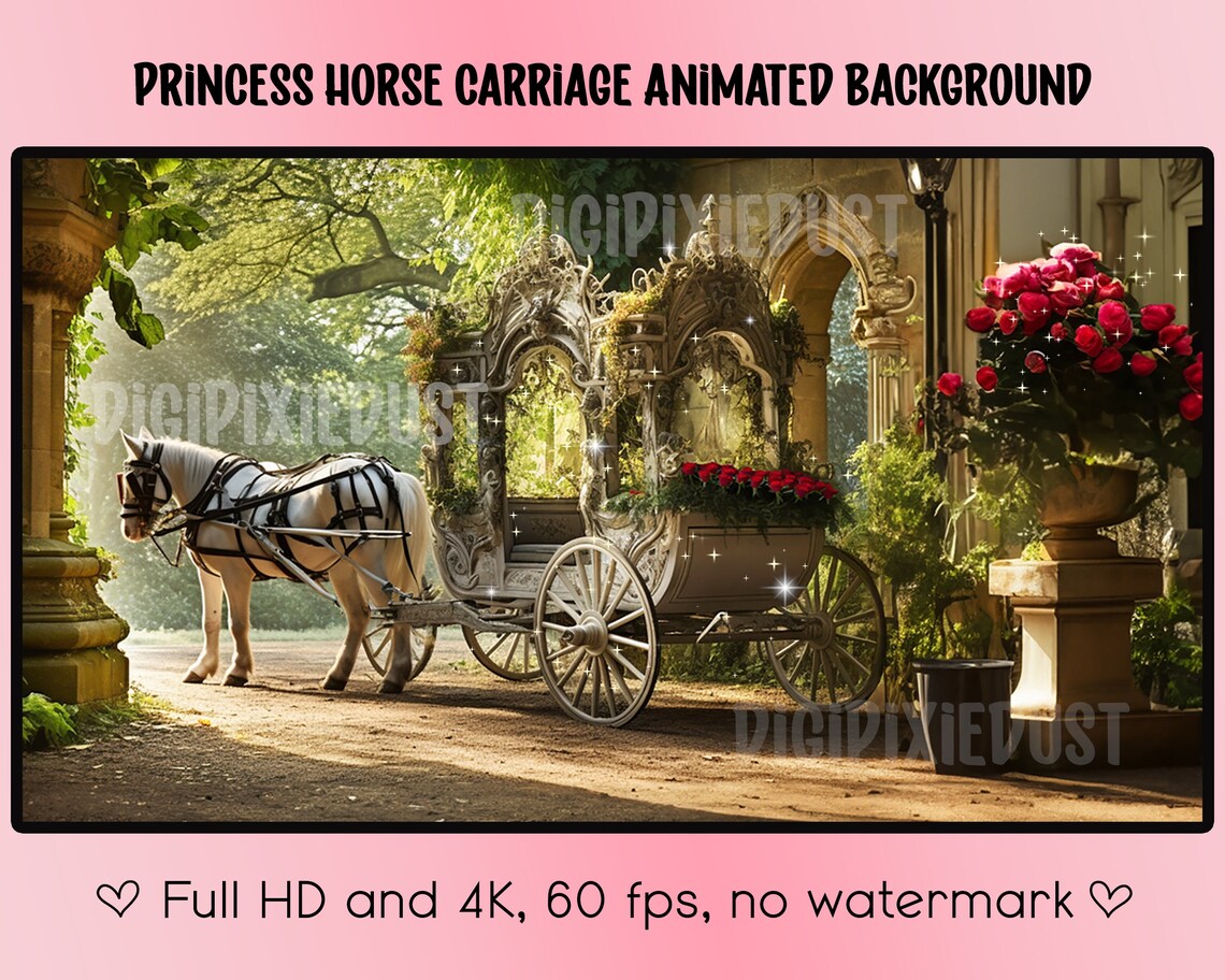 Animated Princess Horse Carriage Background, Green Screen, Vtuber ...