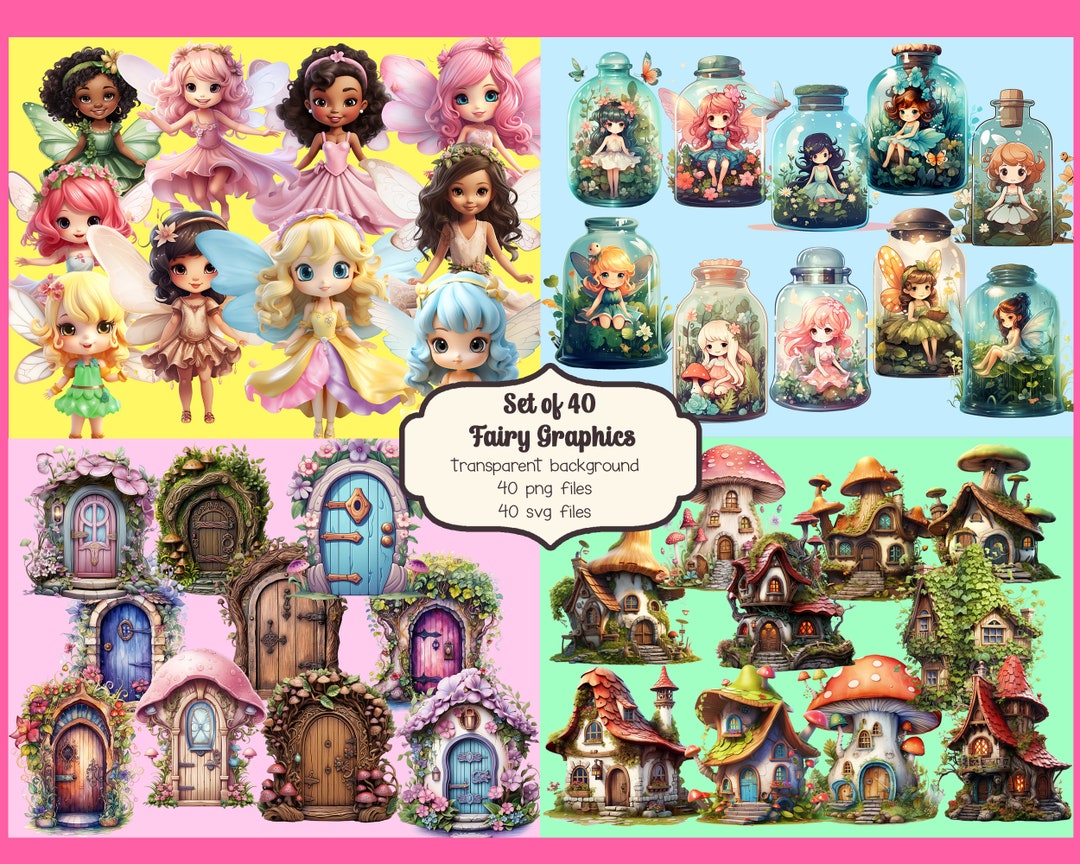 Fairy Clipart Set 40 Graphics | Cute Images for Digital Projects PNG ...