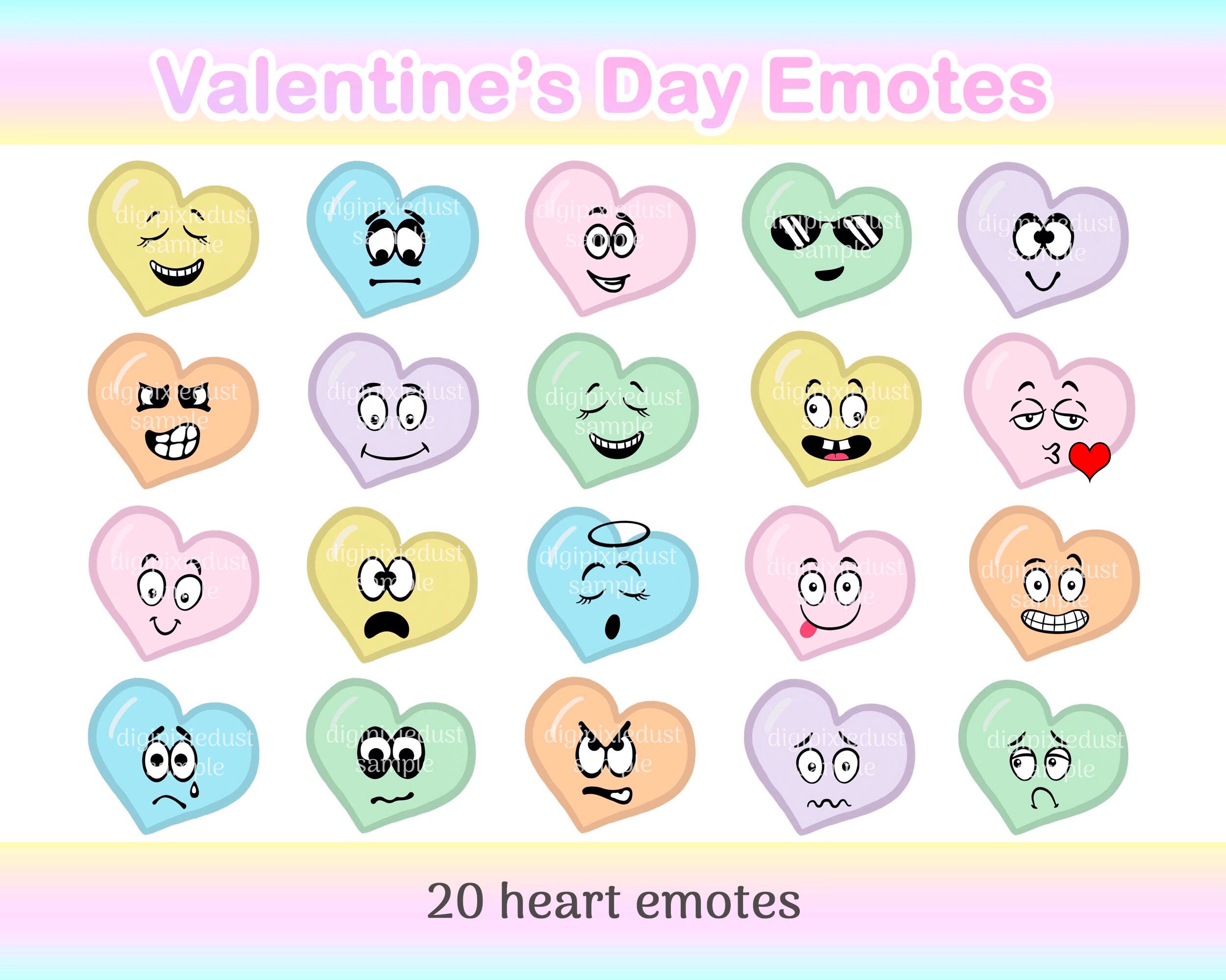 Candy Heart Emotes Valentine's Day for Twitch, Discord, Youtube ...