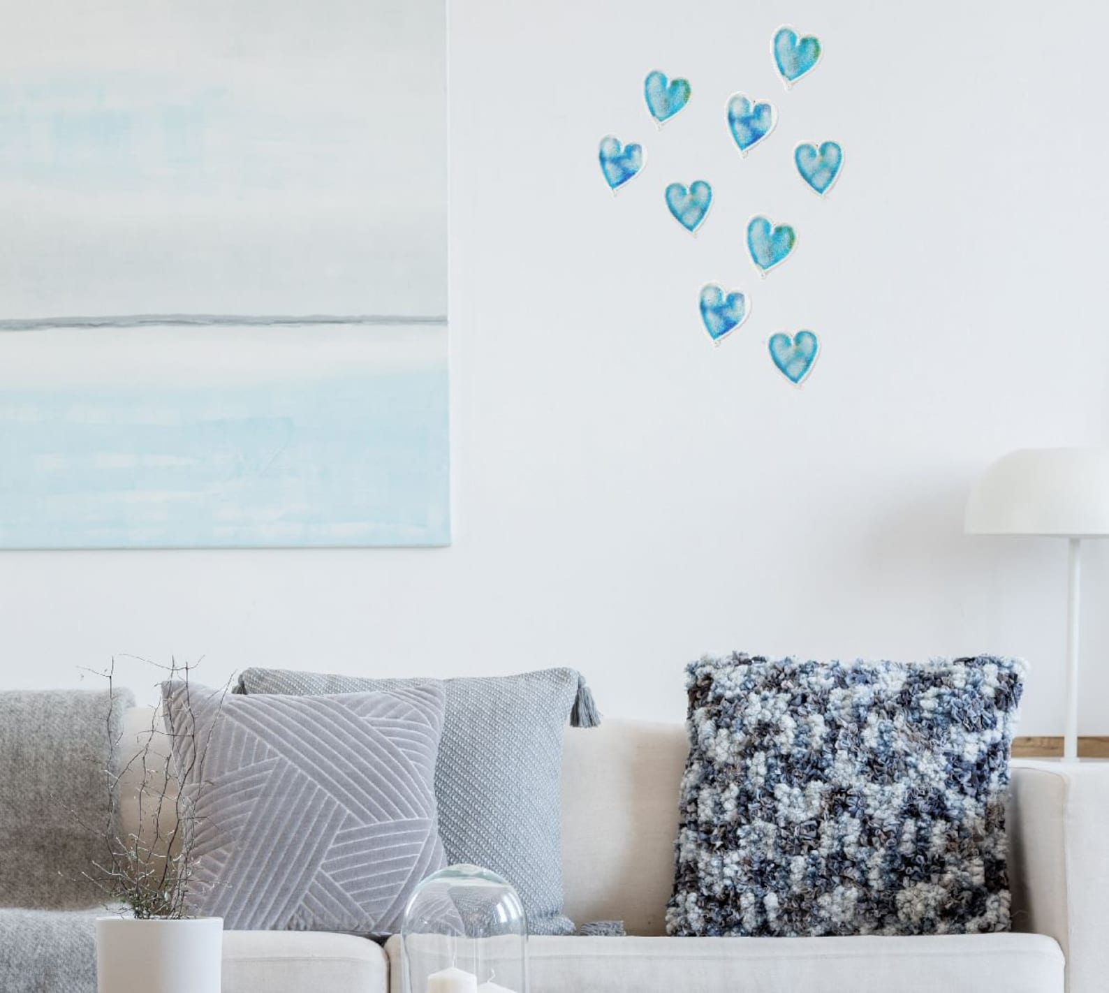 3 Ceramic Heart Ornament Pottery Heart Wall Hanging Blue Heart | Etsy