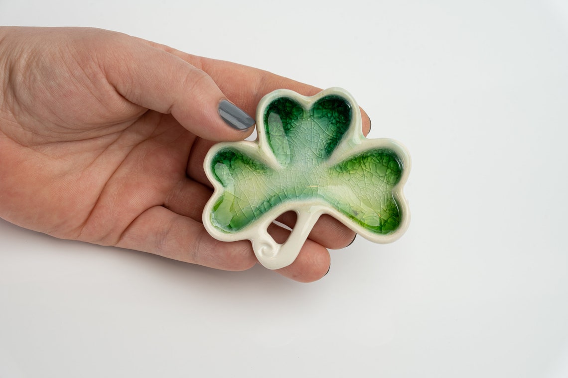 Ceramic Shamrock Ornament Pottery Shamrock St Patrick's | Etsy