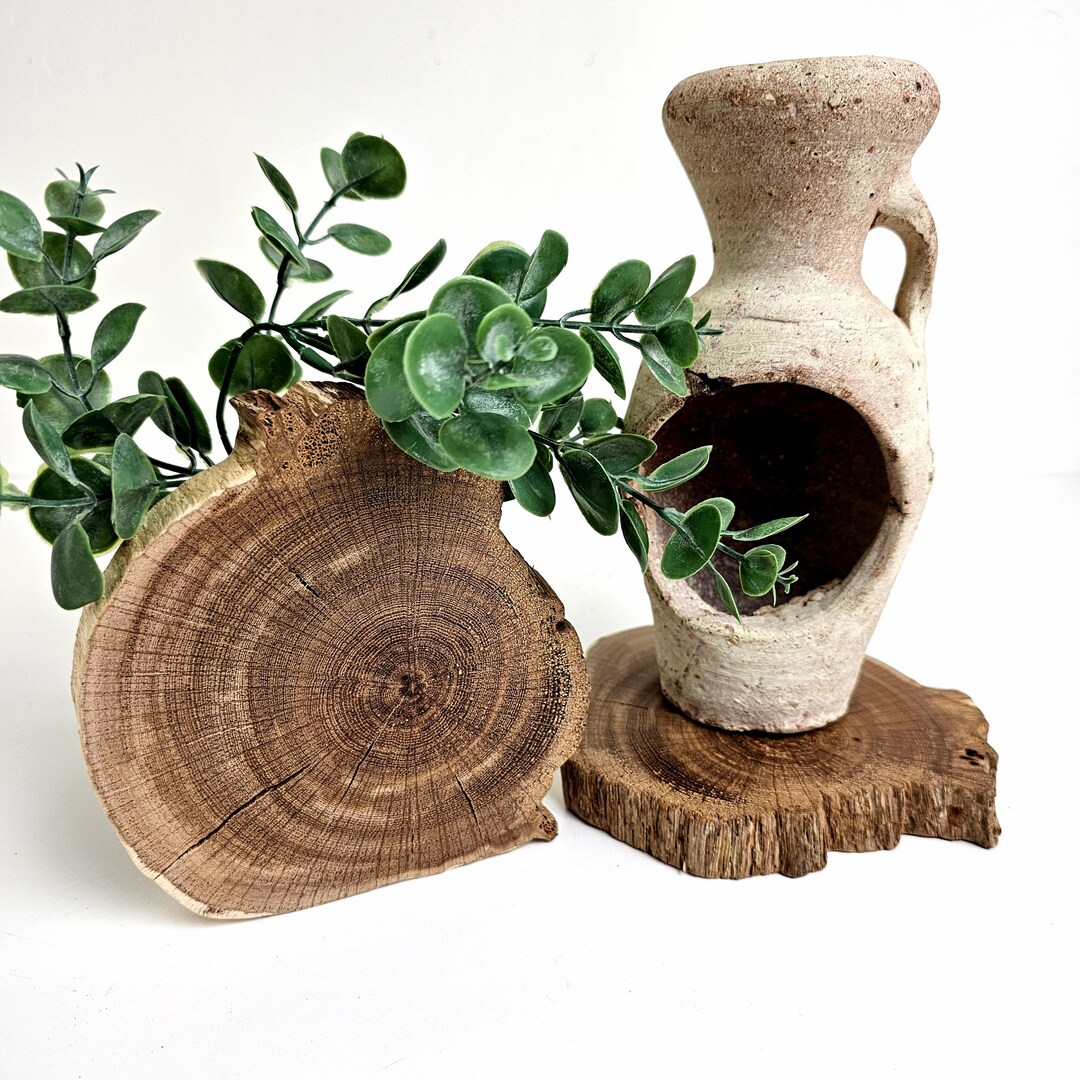 Rustic Wood Round, Reclaimed Oak Wood Slice, Tree Trunk Riser, Coaster ...