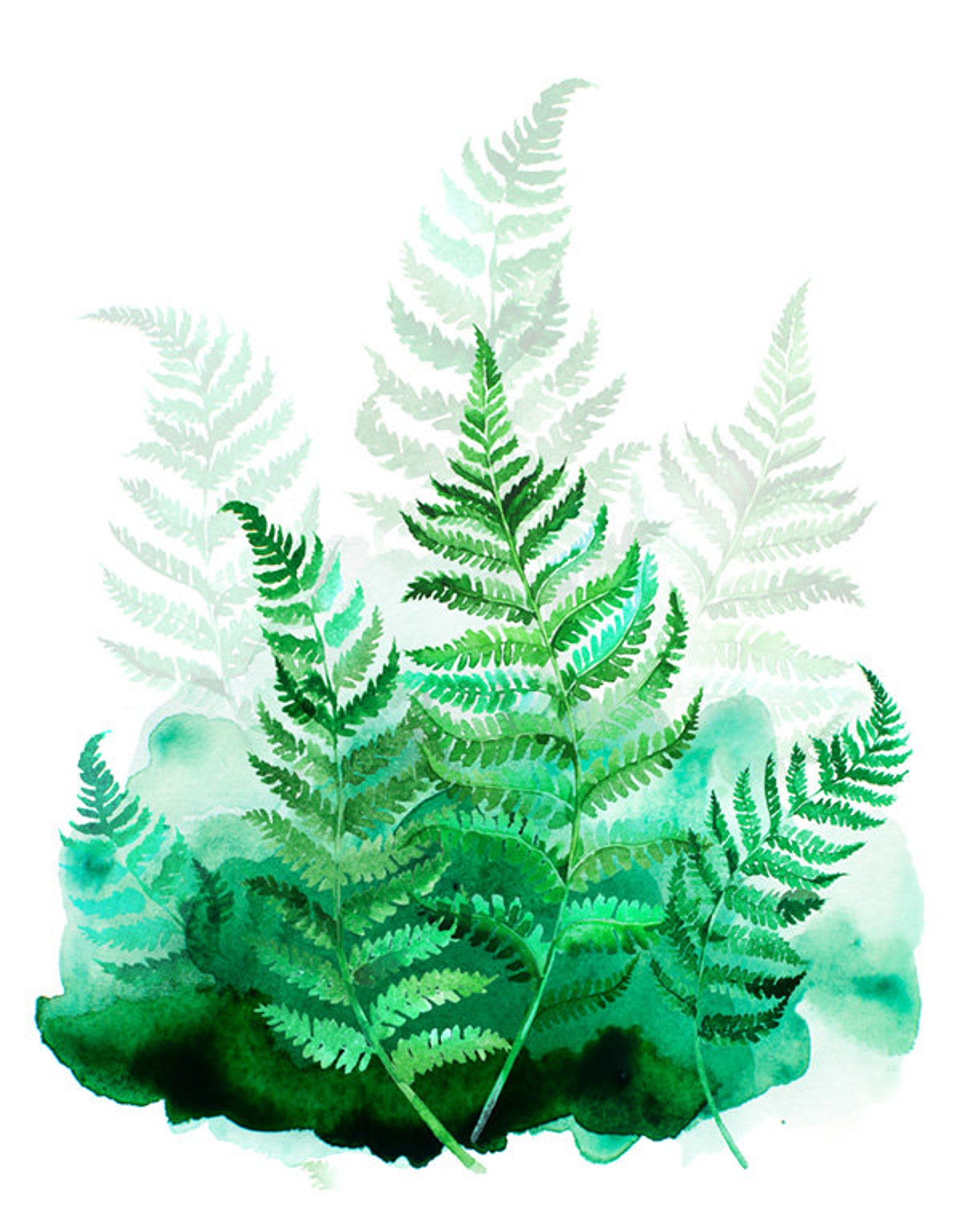 Green Fern Flame Instant Digital Download Art Print Woodland - Etsy