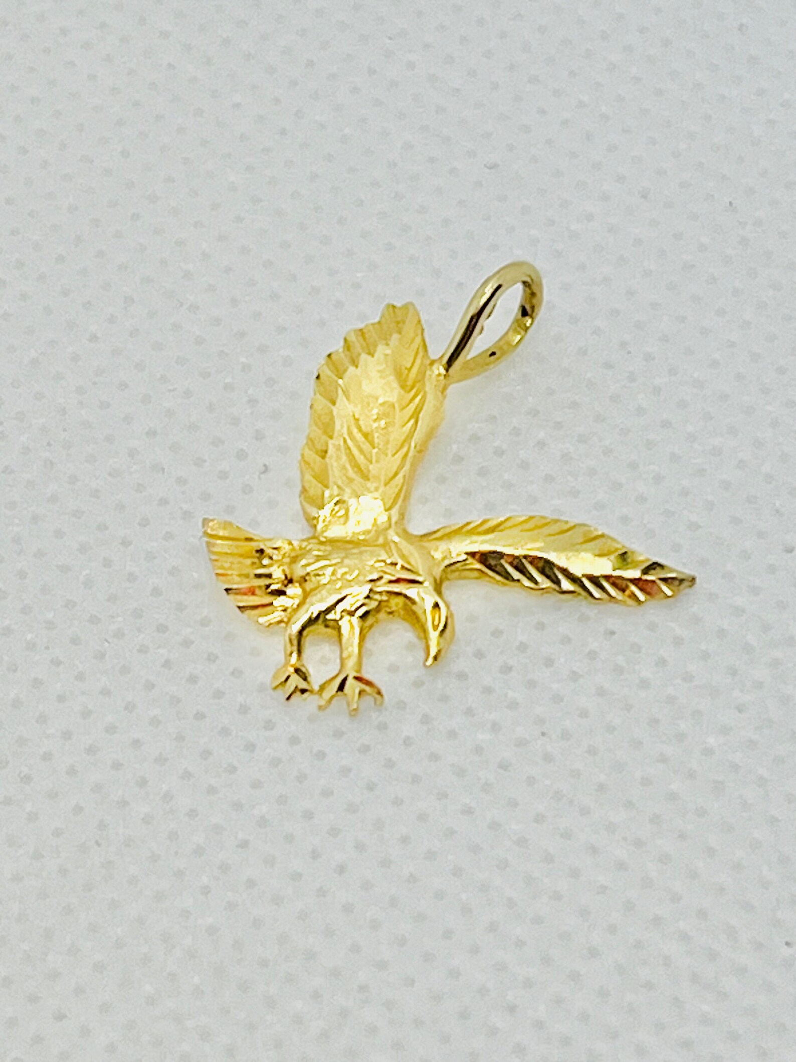 14k Solid Gold Bald Eagle in Flight Pendant Necklace - Etsy