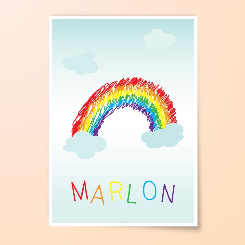 Prénom de votre garçon à imprimer avec un bel arc en ciel pour décorer ...