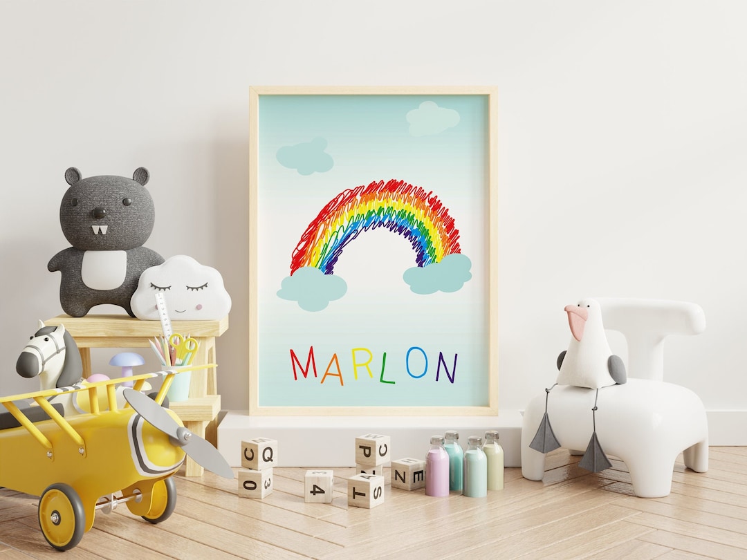Prénom de votre garçon à imprimer avec un bel arc en ciel pour décorer ...