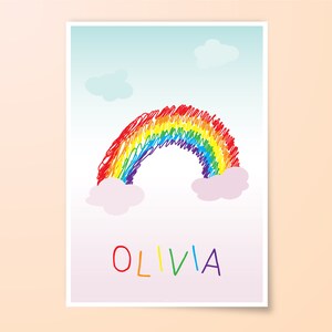 Prénom de votre fille à imprimer avec un bel arc en ciel pour décorer ...
