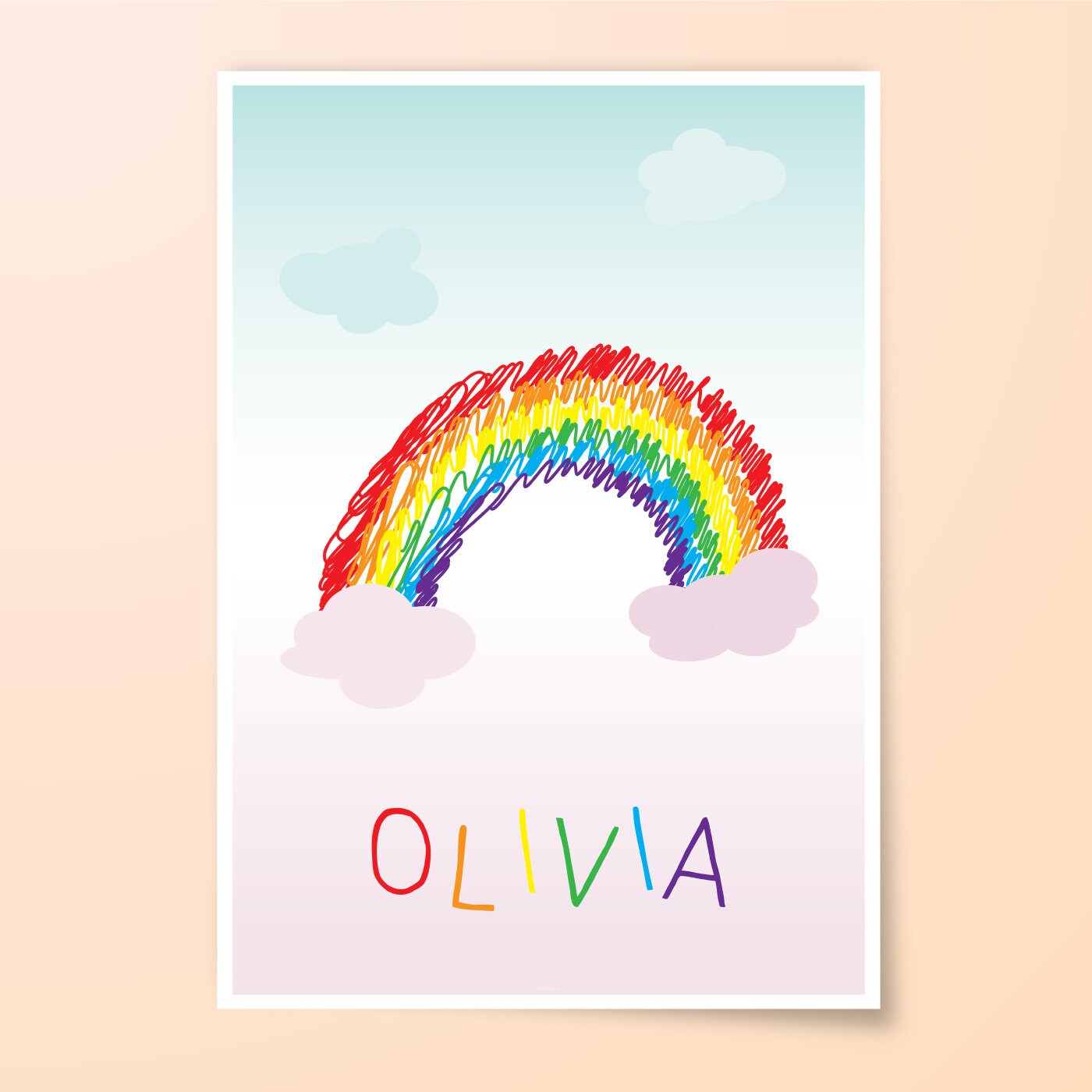Prénom de votre fille à imprimer avec un bel arc en ciel pour - Etsy France