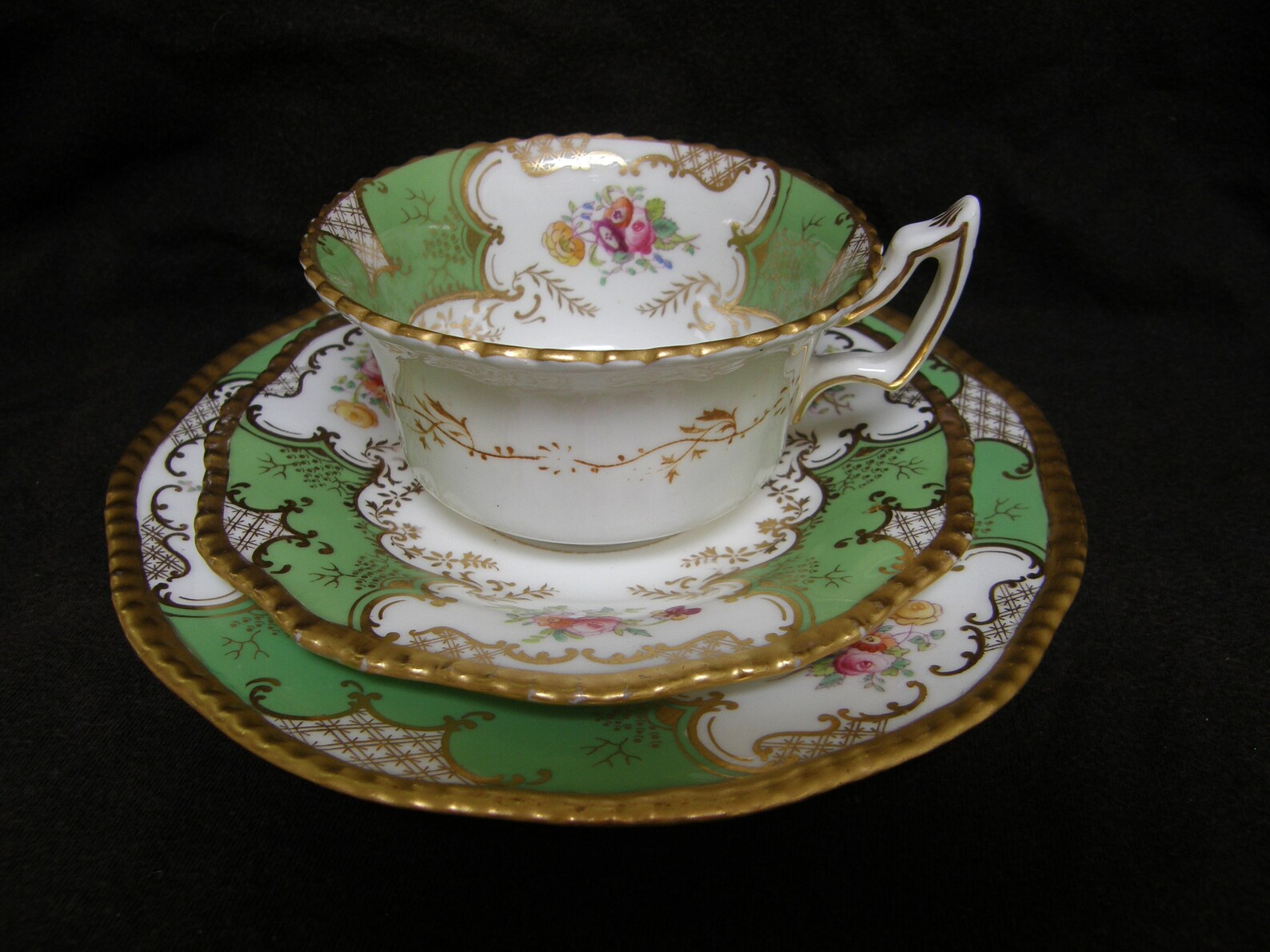 ANTIQUE Coalport Green Batwing Fine Bone China Tea Cup Trio - Etsy