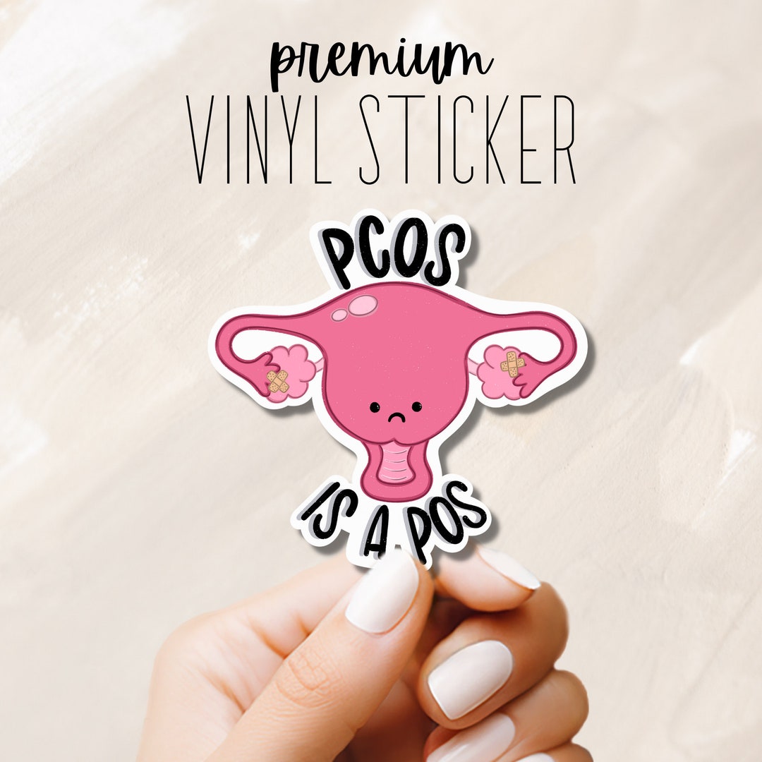 PCOS is a POS Cute Pink Uterus With Bandaids Premium Vinyl Sticker for ...
