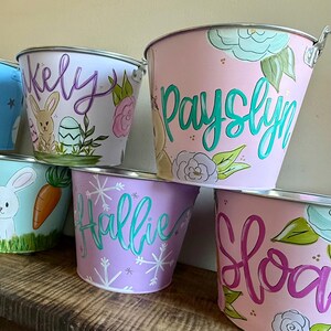 Custom Hand Painted Easter Bucket | Personalized Galvanized Metal Pail ...