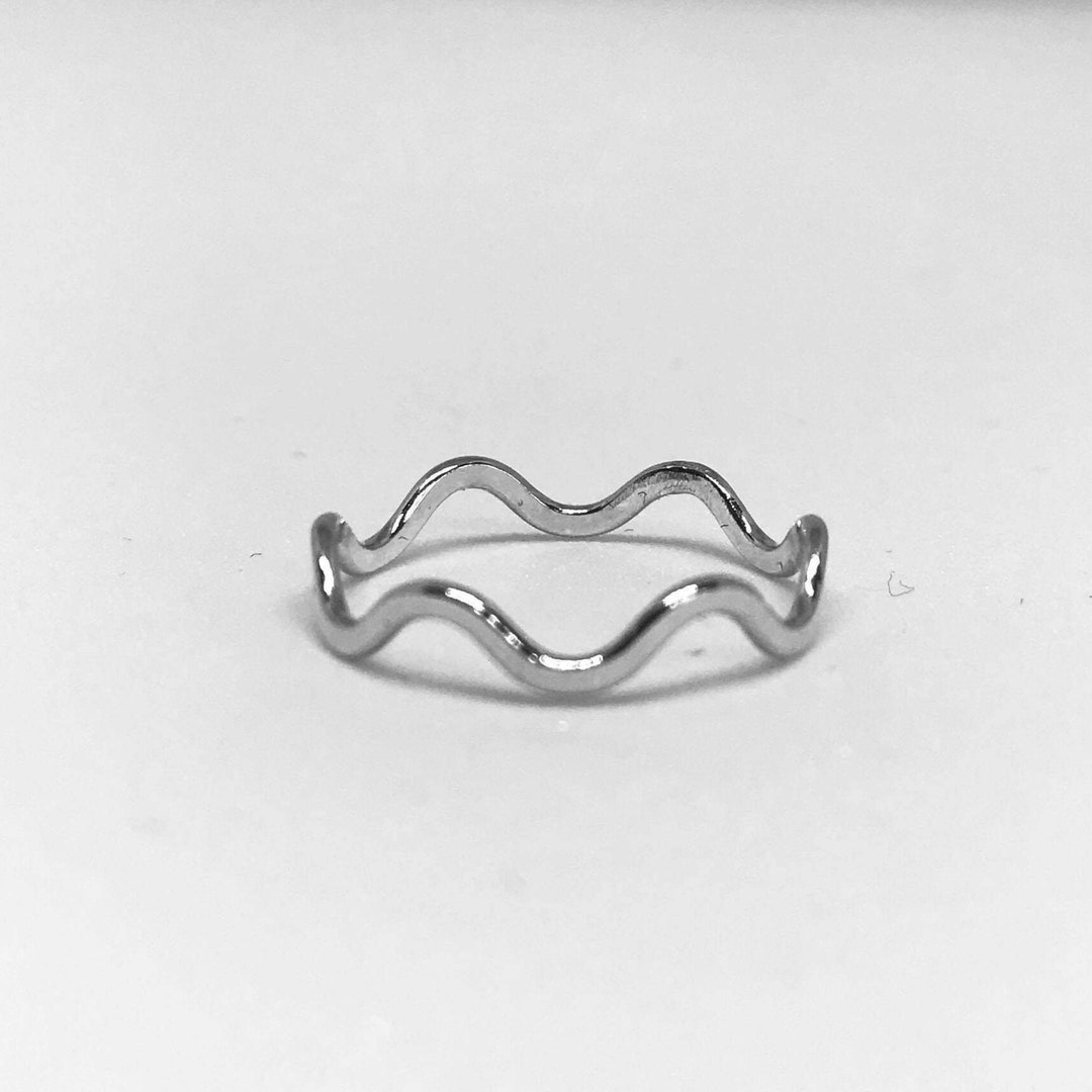 Sterling Silver Waves Stackable Ring - Etsy UK