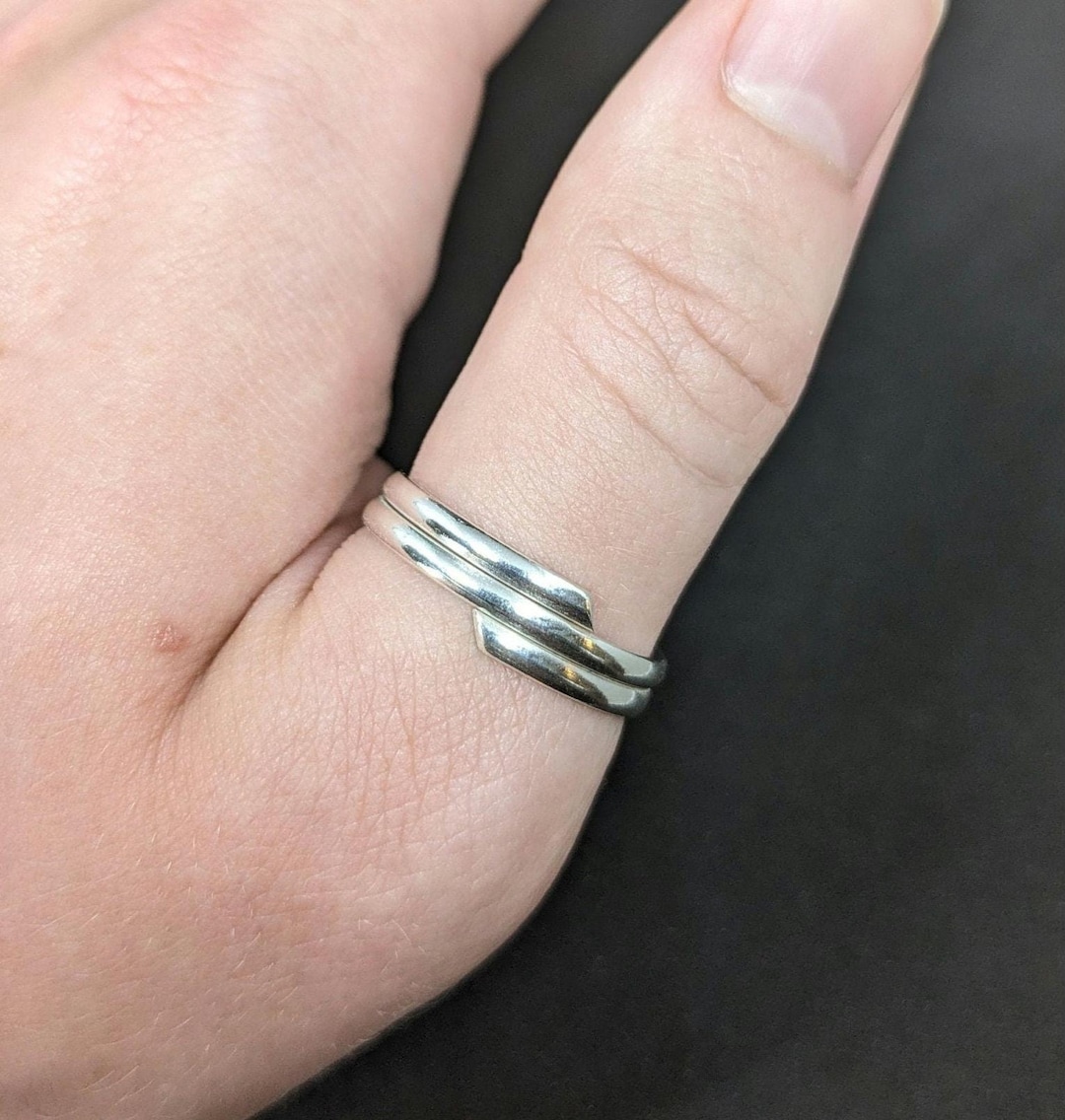 Plain Sterling Silver Double D Shape Plain Band Ring - Etsy