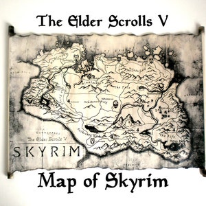 MAP of SKYRIM The Elder Scrolls V Map TES Map Skyrim The | Etsy