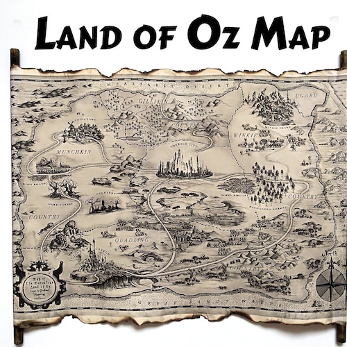 The Land of Oz Map the Wonderful Wizard of Oz Map Dorothy - Etsy