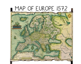 Vintage Map of Europe by Abraham Ortelius 1572 Europa Ortelius, Old Map ...