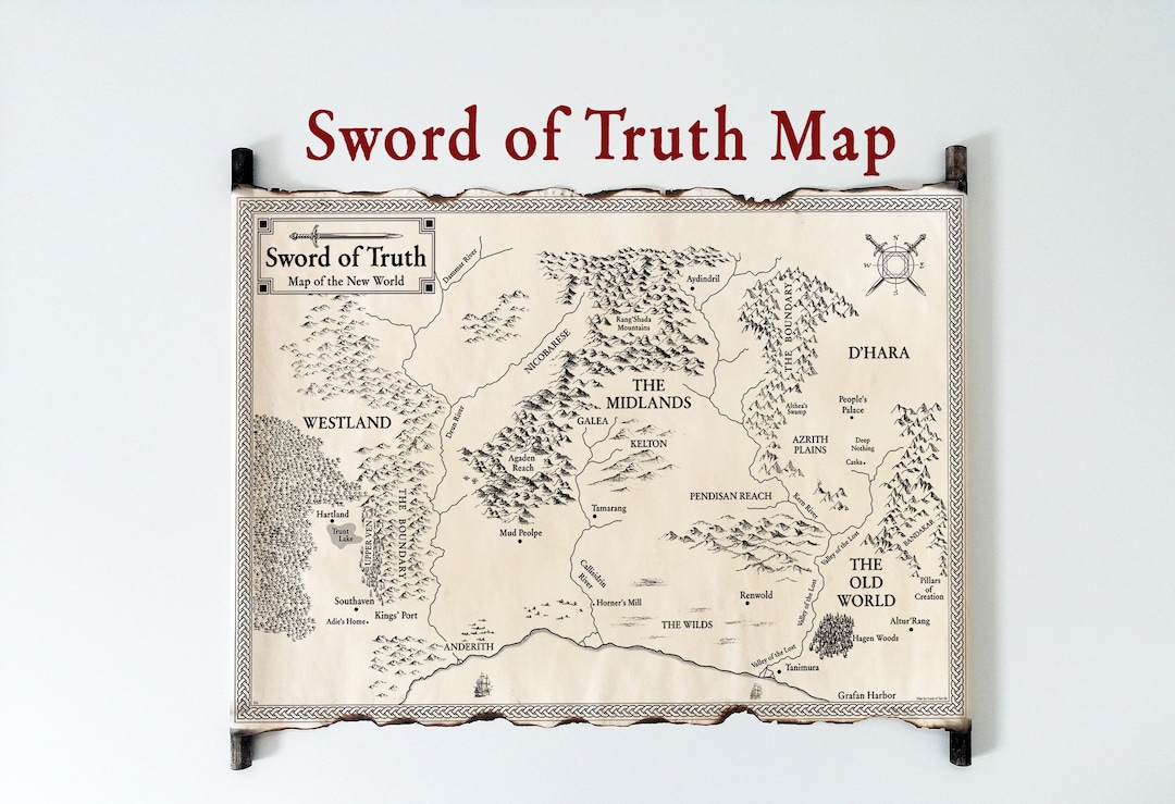 Map of the New World, Sword of Truth Map on Handmade Scroll, the ...