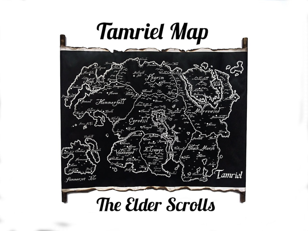 Map of Tamriel the Elder Scrolls Black Map on HANDMADE Scroll, the ...