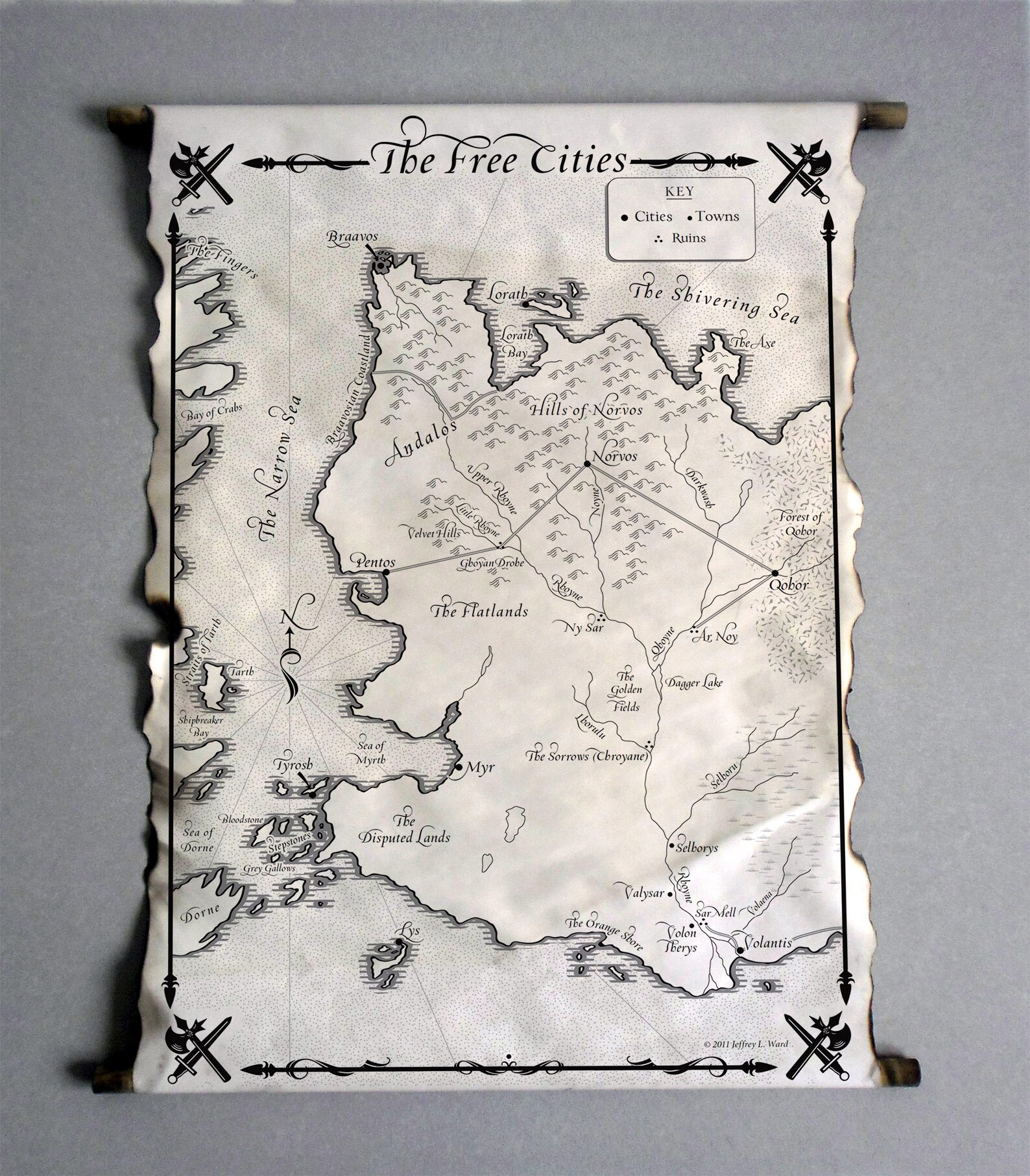 Map of Free Cities Game of Thrones Westeros Map Essos Map - Etsy