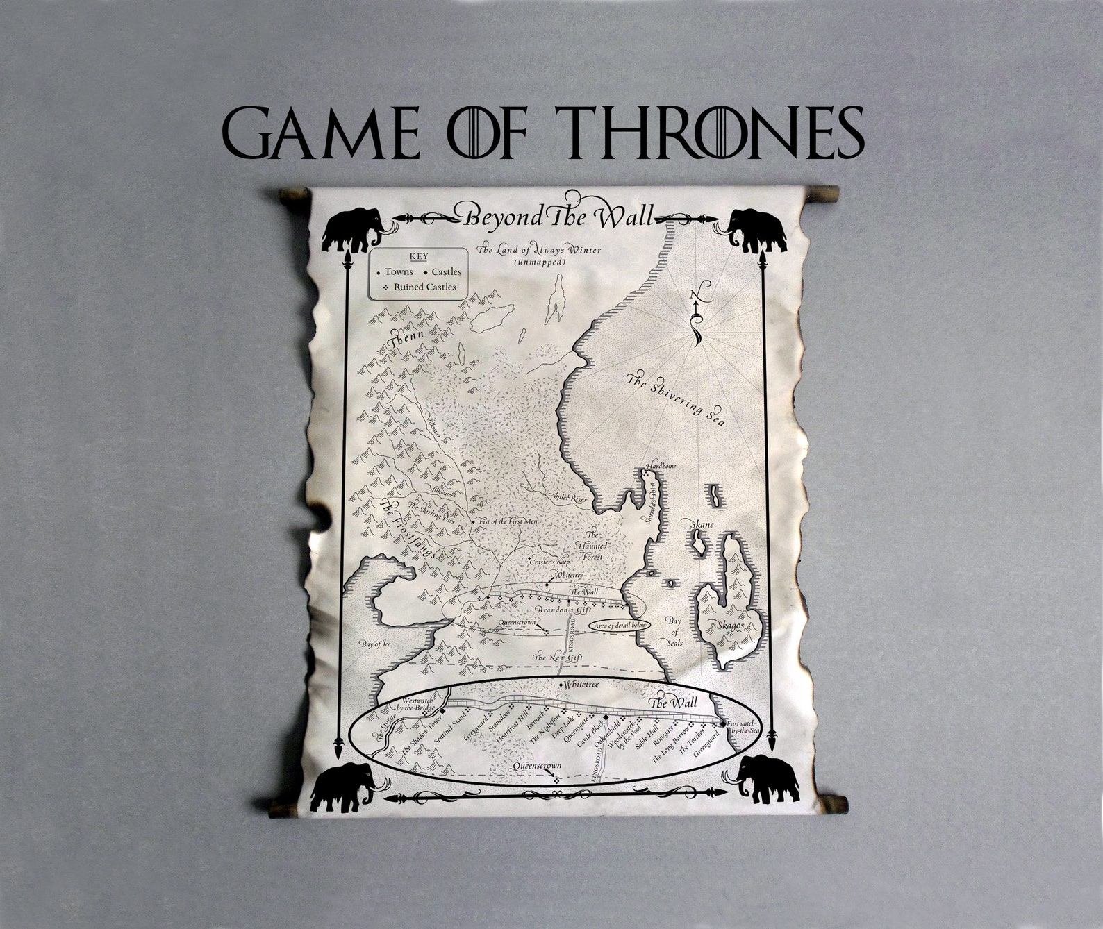 Beyond the Wall Map Game of Thrones Westeros Map Essos Map - Etsy