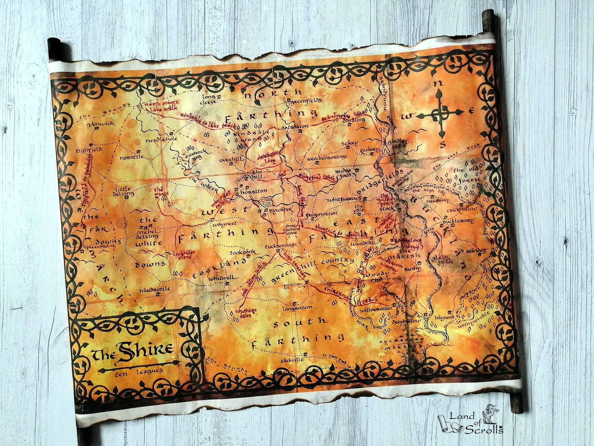 The Shire Map Hobbiton Map the Region of Eriador and the - Etsy UK