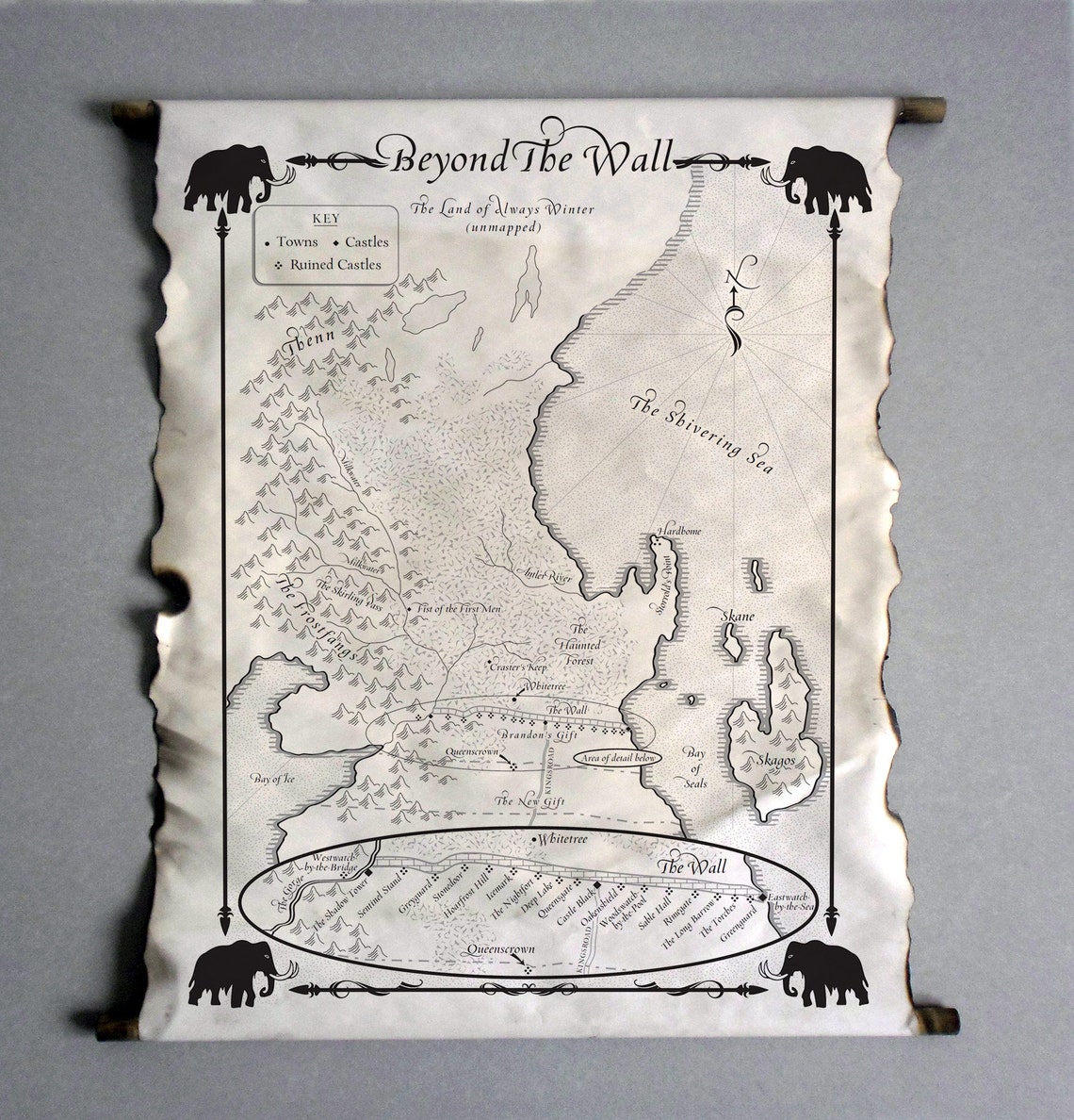 Beyond the Wall Map Game of Thrones Westeros Map Essos Map - Etsy