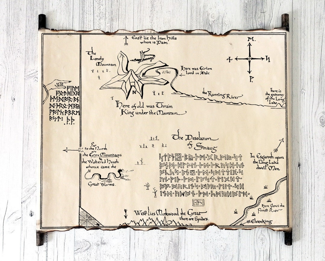 Thrór's Map Thorin's Map the Hobbit Map Map of Erebor Lord of the Rings Map the Lonely Mountain ...