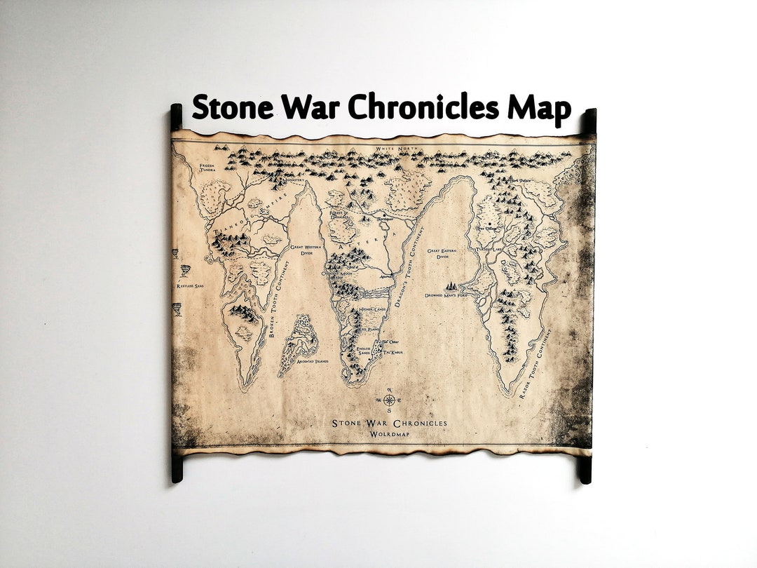 Stone War Chronicles World Map on Handmade Scroll Windcatcher - Etsy