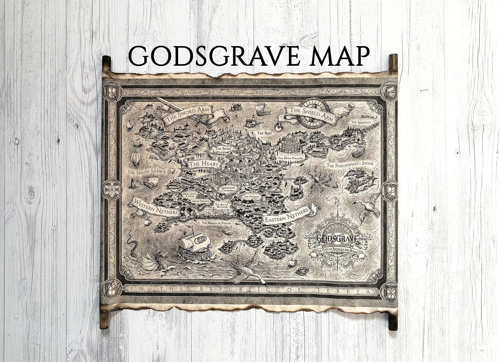 Nevernight Scroll Map Godsgrave Map Handmade Scroll the City - Etsy ...