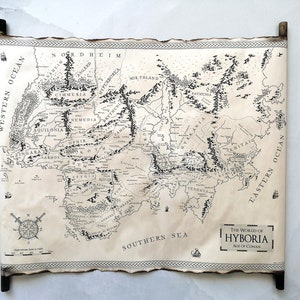 Conan Map the World of Hyboria Map on Handmade Scroll, Age of Conan ...