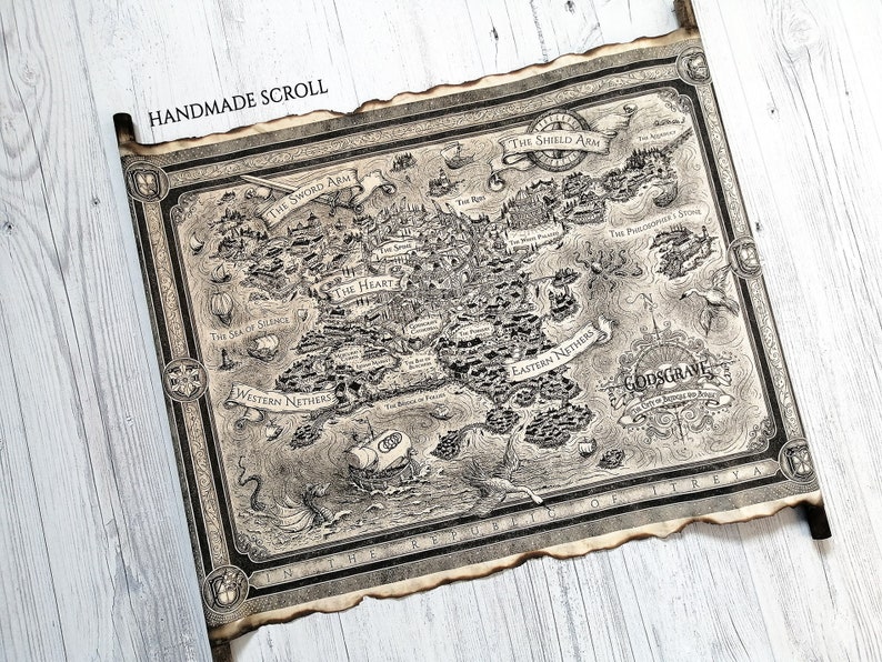 Nevernight Scroll Map Godsgrave Map Handmade Scroll the City - Etsy ...
