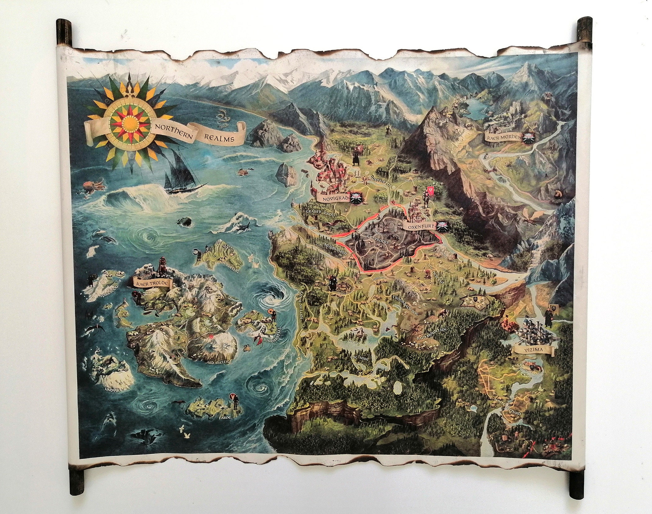 The Witcher Scroll Map Witcher World Map Map of the | Etsy