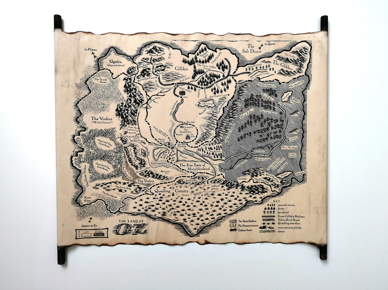 The Land of Oz Map the Wonderful Wizard of Oz Map Dorothy - Etsy