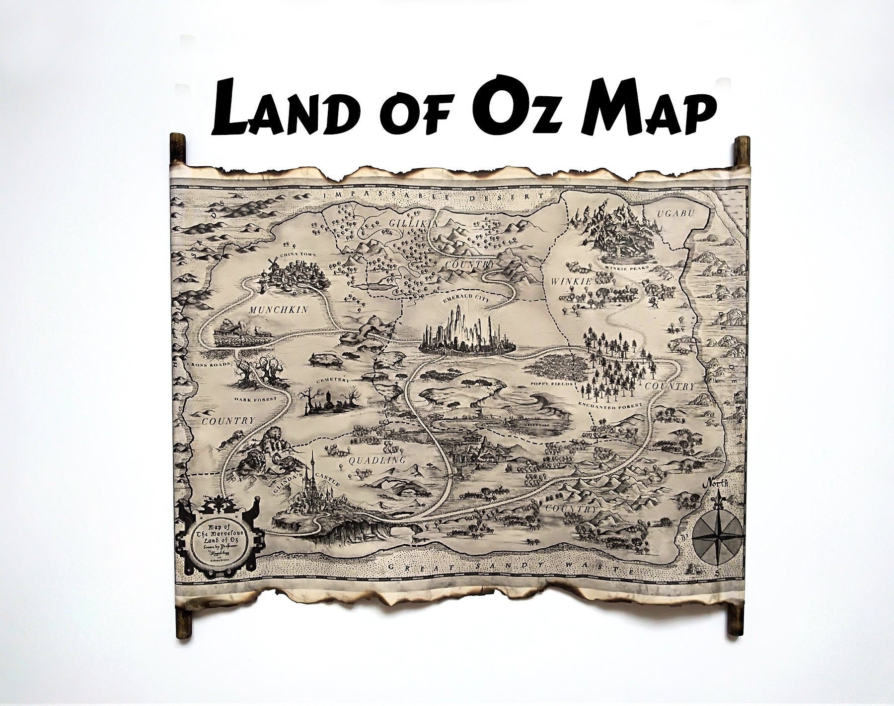 Mapa de la maravillosa tierra de Oz El maravilloso mago de Oz | Etsy