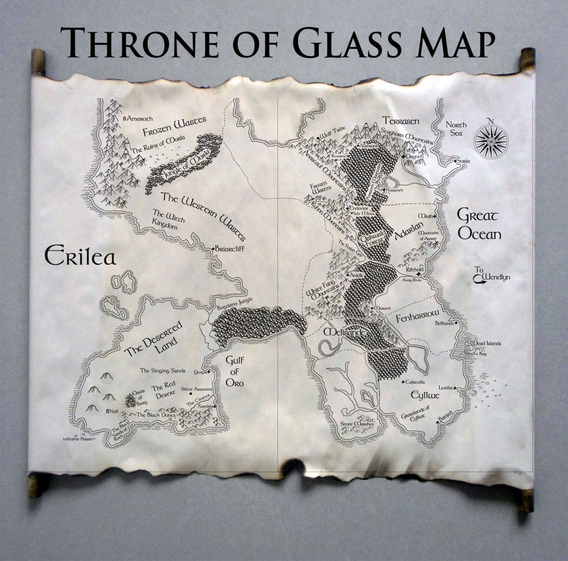 Map of Erilea Map of the World of Throne of Glass Sarah J. - Etsy