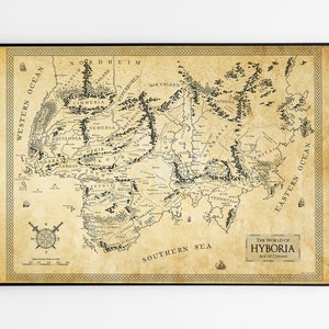 Conan Map Poster, the World of Hyboria Map Poster, Age of Conan Map ...