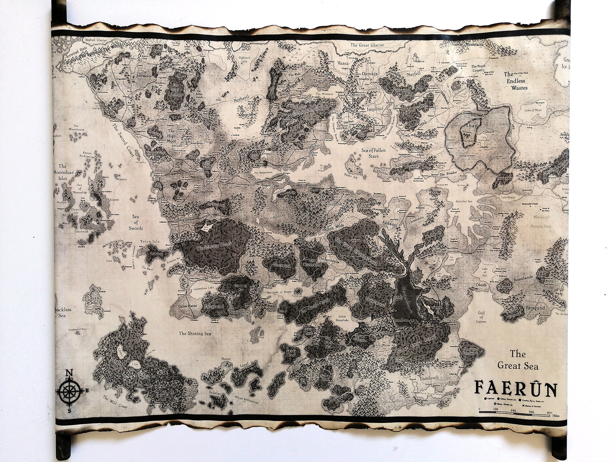 Faerun Map Dungeons And Dragons Map Forgotten Realms Map Etsy