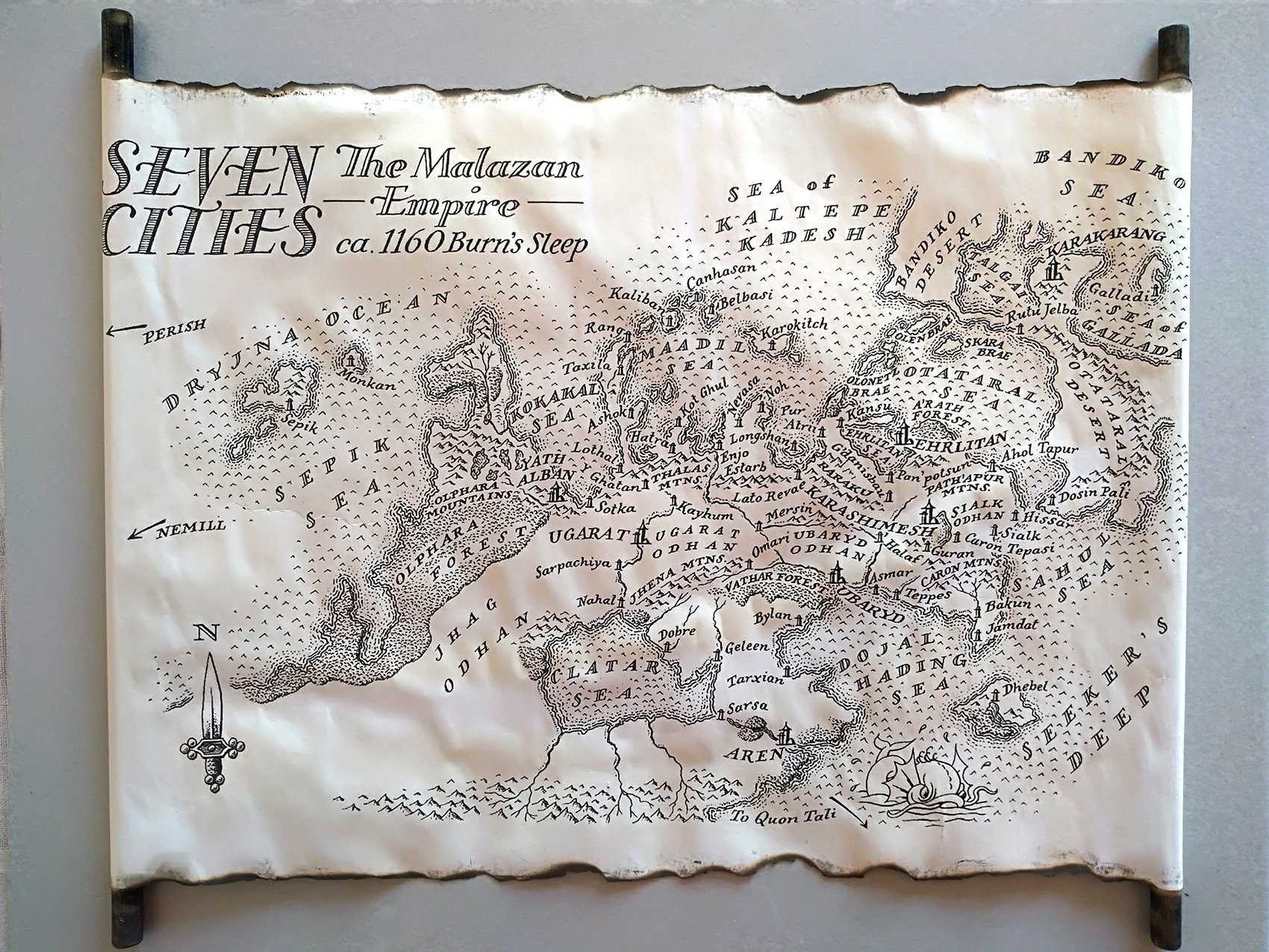 Malazan Empire Map Seven Cities Map on Handmade Scroll - Etsy Canada