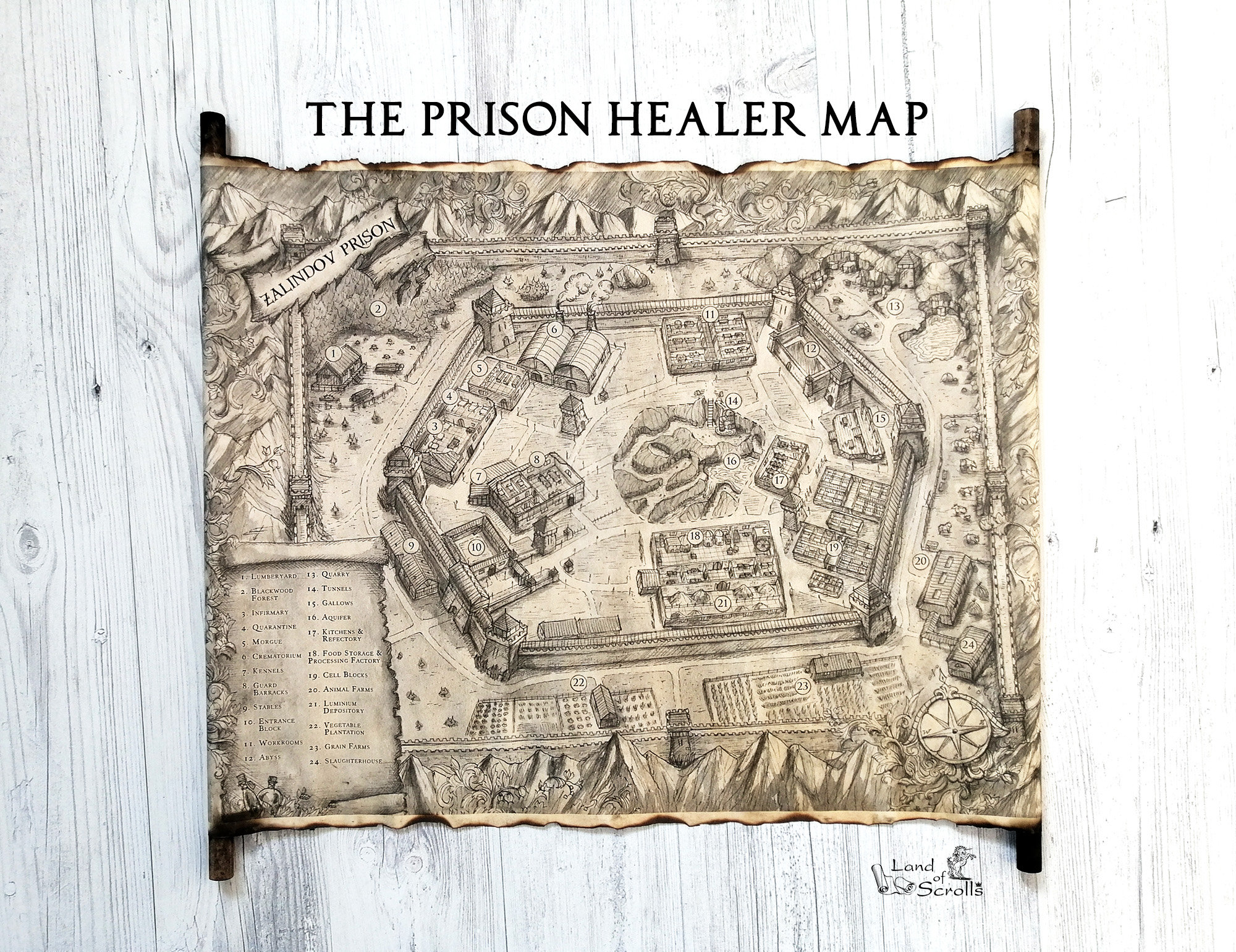 The Prison Healer Map on Handmade Scroll Zalindov Prison Map - Etsy ...