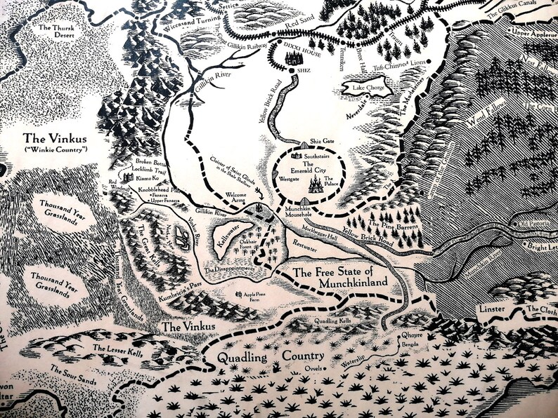 The Land of Oz Map the Wonderful Wizard of Oz Map Dorothy - Etsy