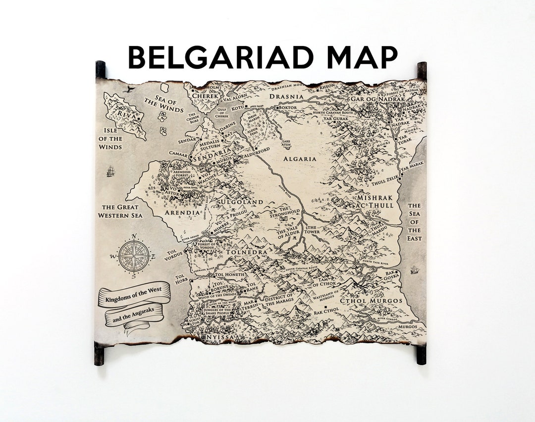 Belgariad Map on Handmade Scroll, Kingdoms of the West and the Angaraks ...